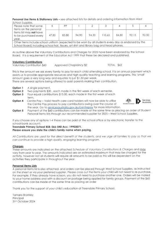 Student Requirements / Booklists - Treendale Primary School